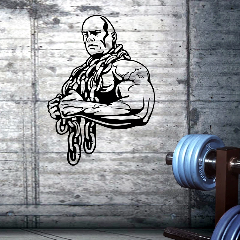 Ironmen Chain Muscle Fitness Club Decal Gym Sticker Decor Posters Vinyl ...