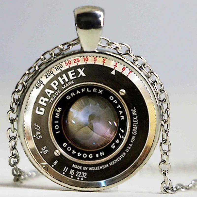 CAMERA PENDANT Vintage Achromat Lens Black White Photography Necklace ...