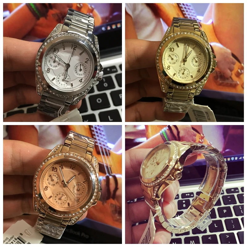 Wholesale MK5613 MK5639 MK5612 Gliltz crystal chronograph Rose Gold ...