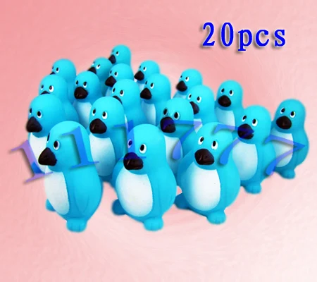 20pcs Lovely Baby Bathing Bath Toys Rubber Squeaky Race Blue Penguin ...