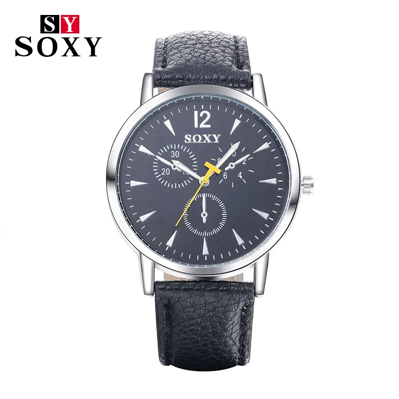 2016 New top luxury brand SOXY watches men good quality fashion leather ...