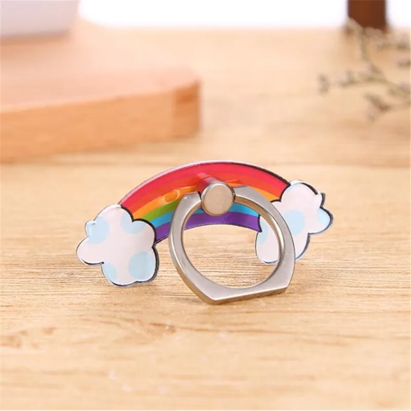Universal Cartoon Rainbow Finger Ring Mobile Phone Holder 360 Degree ...