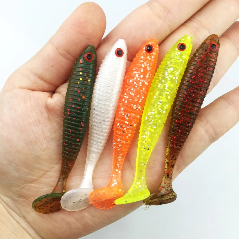 6pcs Fishing Lures Soft Bait 73mm 3.7g Silicone Bass Minnow Bait ...