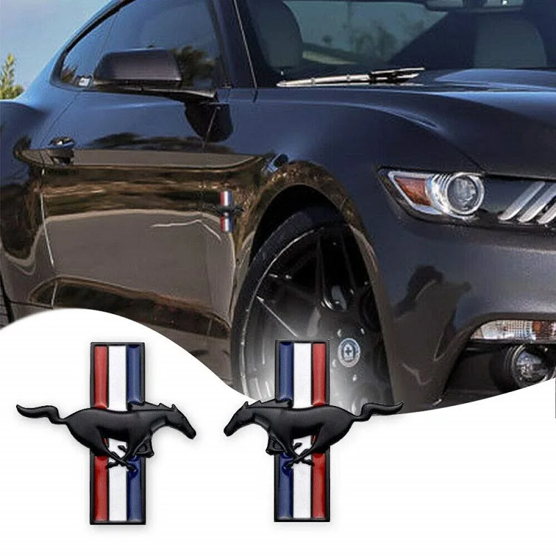 3D 2PCs tik tok Door Fender Emblem Running Horse Auto Car Sticker ...