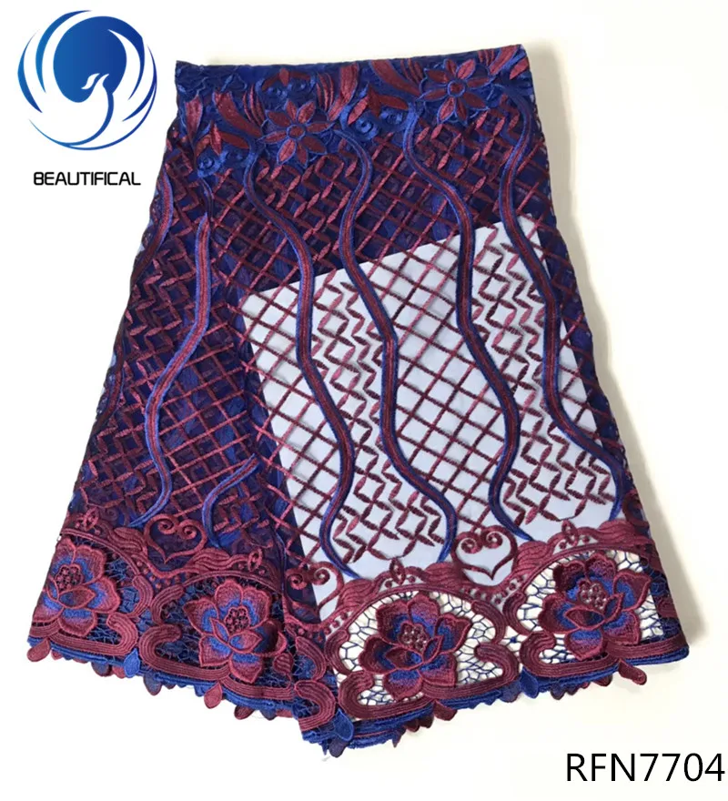 BUAETIFICAL azul Royal roxo tule francês lace tecido de renda líquida ...