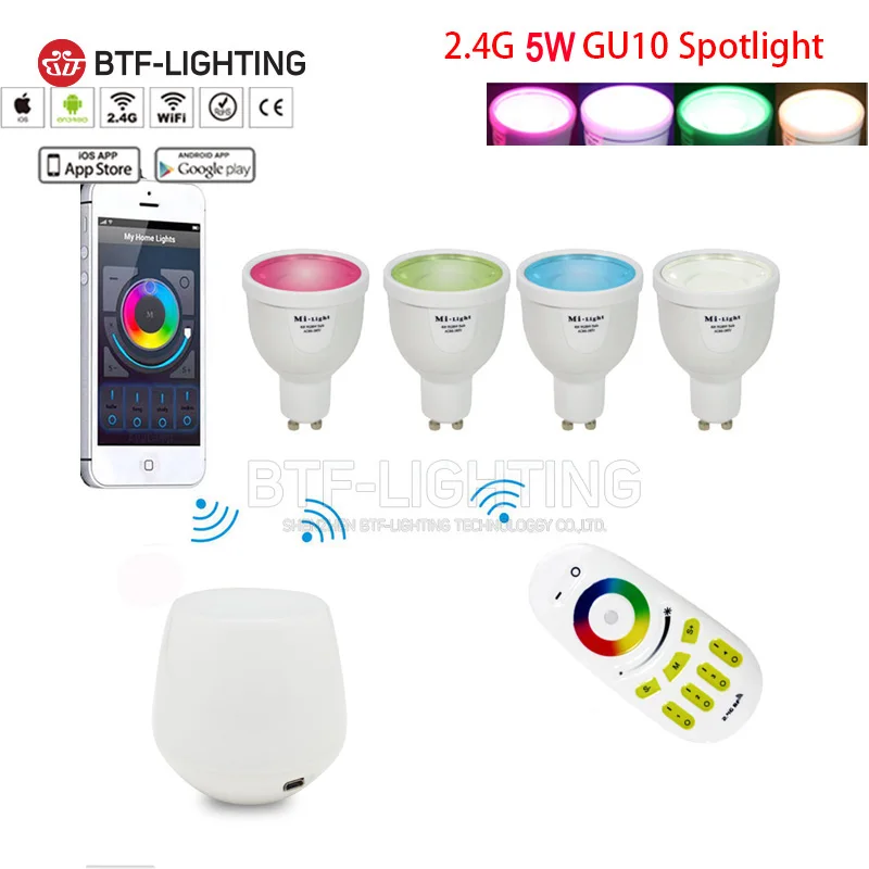 Different Combination 2.4G GU10 5W RGBW RGB+Warm/ RGB+White LED ...