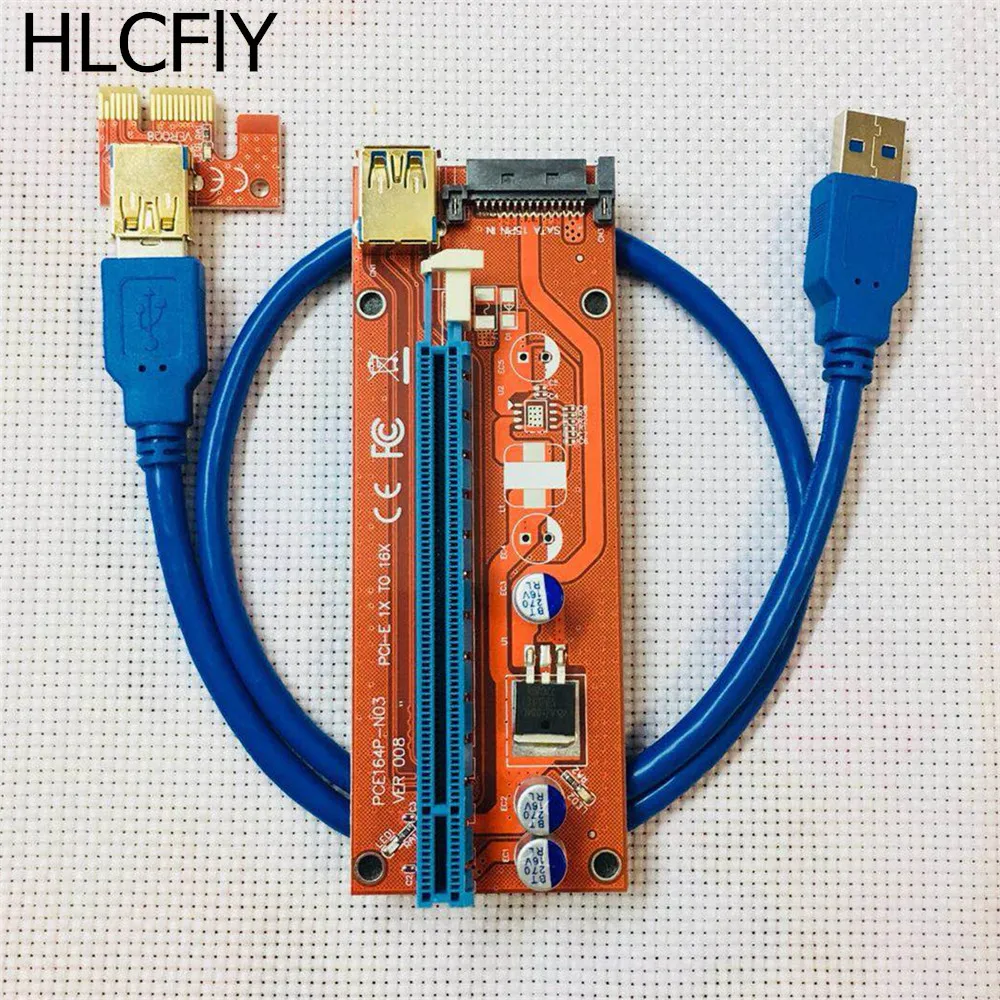 Gold Plating With LED Ver008 PCIe PCI E PCI Express Riser Card 1X 4x 8x ...