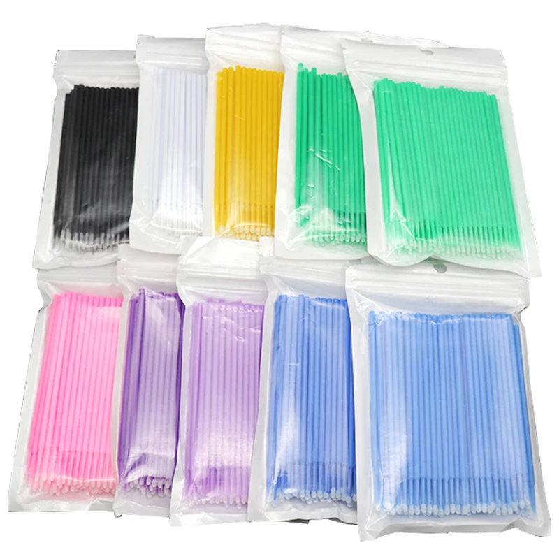 100 PCS/Pack Microbrushes for Eyelash Extension Makeup Brushes Swab ...