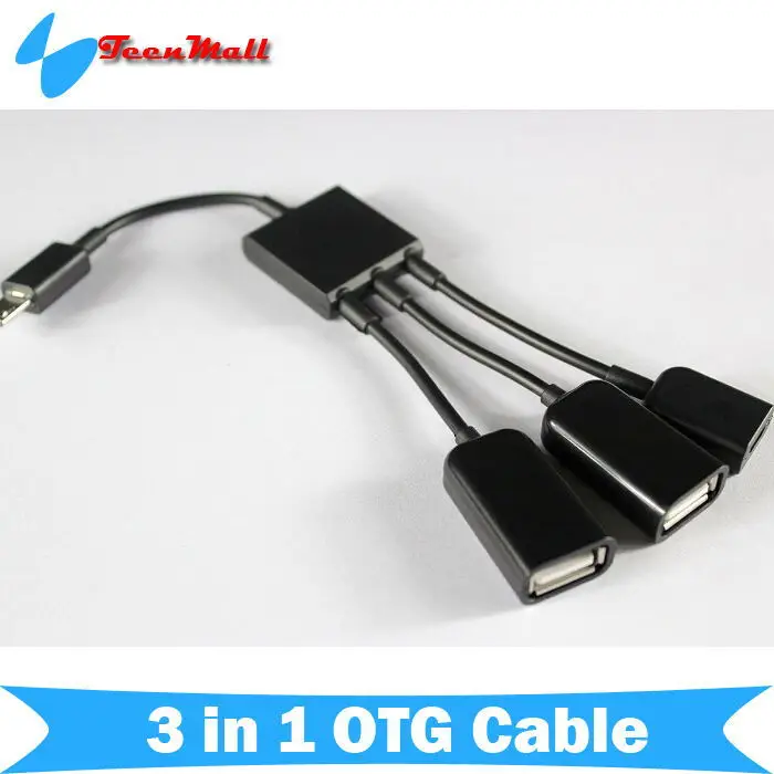 3 in 1 Otgสายไมโครยูเอสบีฮับ3พอร์ต1 OTG Hubสายเคเบิ้ลอะแดปเตอร์แปลง ...