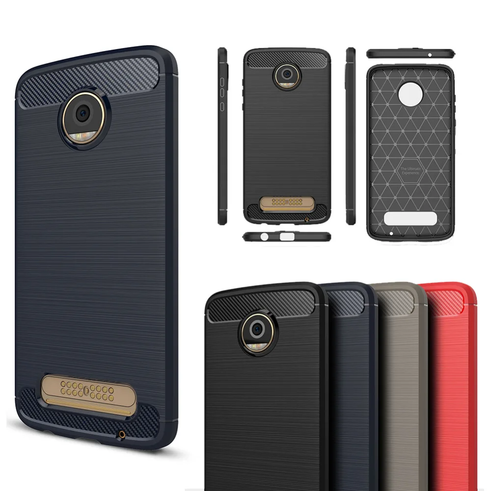 Soft Silicone Case for Motorola Z2 Play Phone Case, Carbon Fiber ...