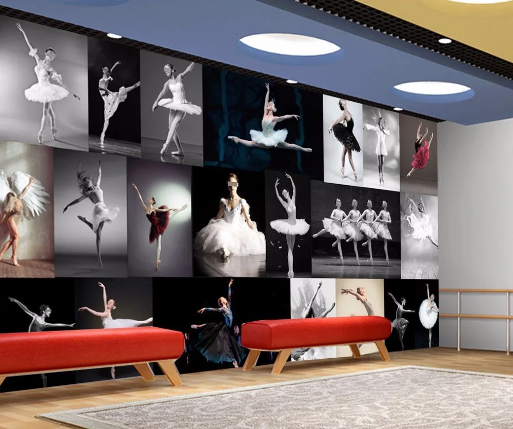 Free shipping Custom Wallpaper mural Modern minimalist dance studio ...