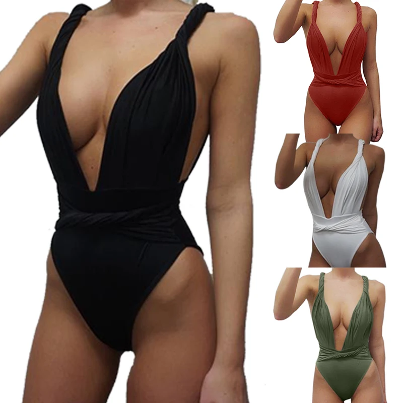 Summer Beach Bandage Bikini Sexy Backless Sling One Piece Set Wrapped