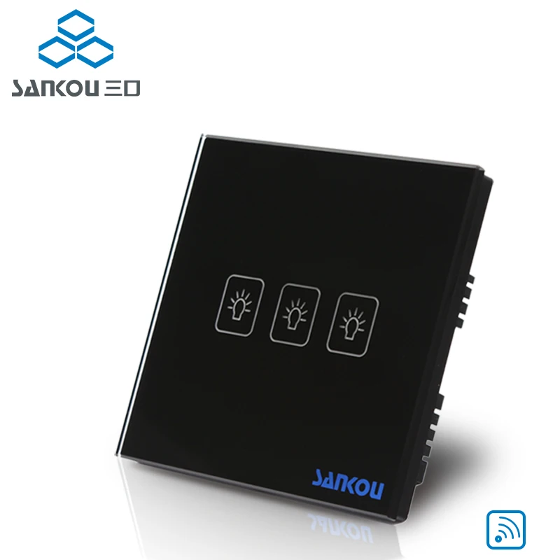Manufacture-UK-Standard-RF-Remote-Control-Wall-Switches-3Gang1Way-Black ...