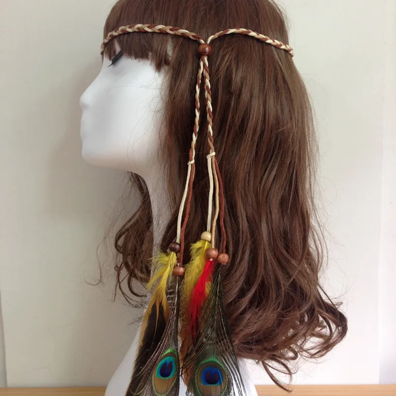 The Peacock Feather Fascinator Hair Band Indian Headdress Feathers Bohemian National Style In