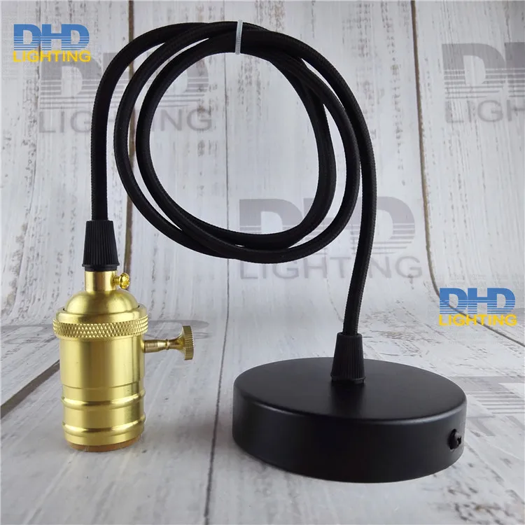 Key Brass Socket Lighting Fixture Vintage E27 Diy Hanging Lamp Copper ...