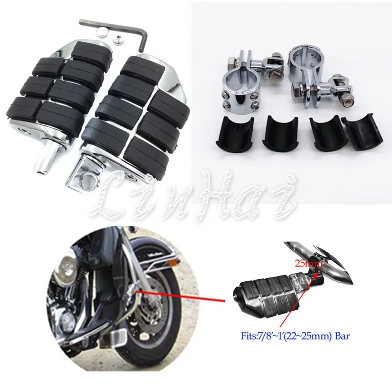1Set Motorcycle Universal Chrome Front Left Right Foot Rest Footpegs ...