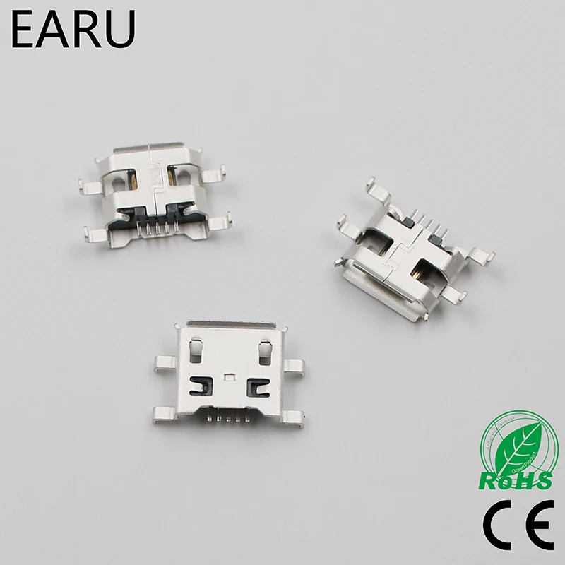 Conector hembra para teléfono móvil, Conector Micro USB de 5 pines, tipo B, 0,8mm, enchufe de ...
