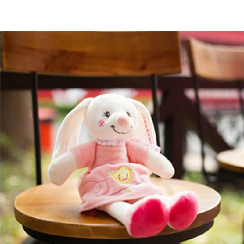 30cm Baby Pink Plush rabbit doll Cute Baby Appease Sleeping doll Bed ...
