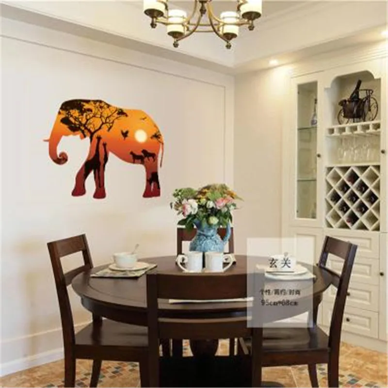 3D animal elephant silhouette wall stickers Kindergarten living room ...
