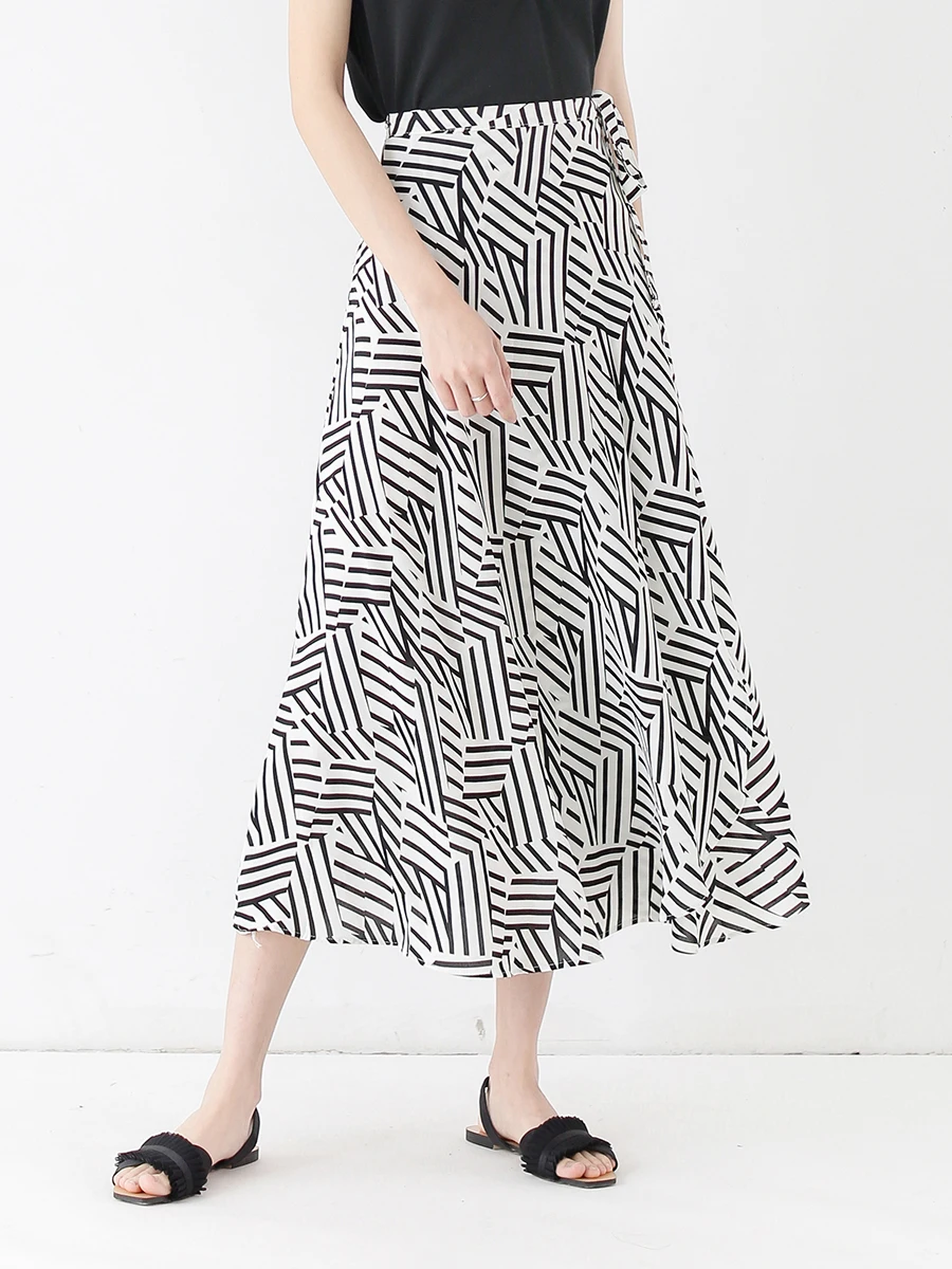 Casual A ligne Empire Jupe Plissée Motif Géométrique Élégant Femmes ...