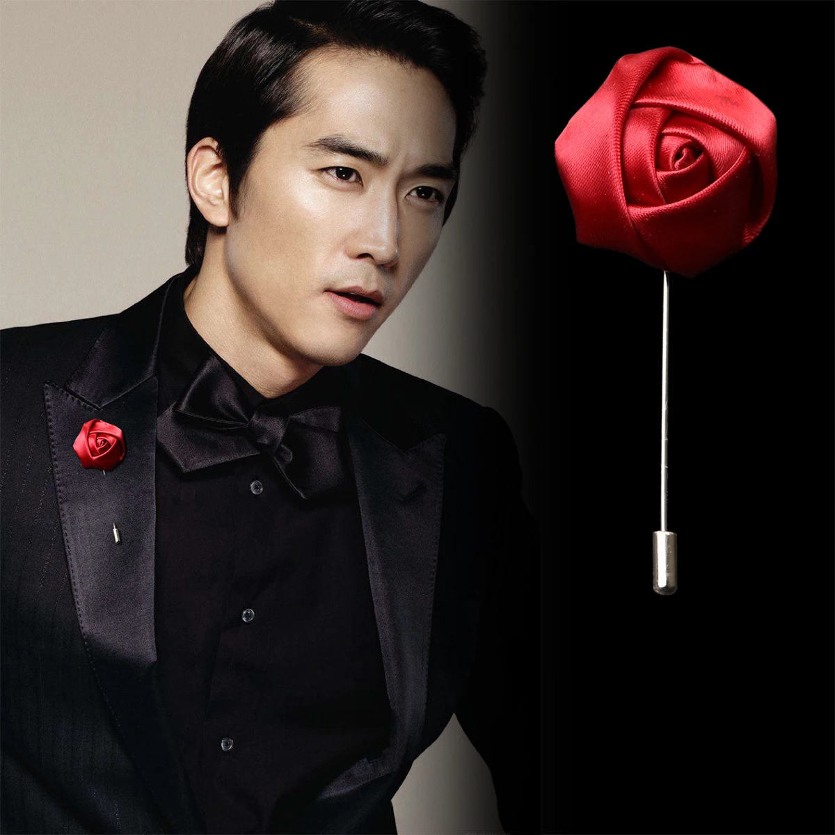 5pcs/lot Men Lapel Stick Brooches Rose Flower Collar Pins Festival ...