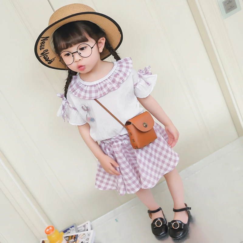 2 8Y verano Cute Baby Girls ropa Sets 2018 nuevo patrón infantil camisa ...