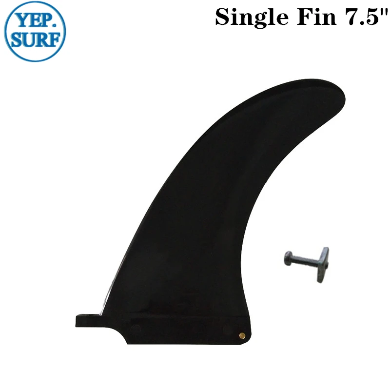 Single Longboard Fin with screw Black Single Fins 7.5 inch Surfboard ...