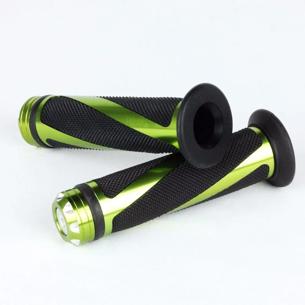 Green Motorcycle Universal 7/8" Handlebar Gel Rubber Hand Grips For ...