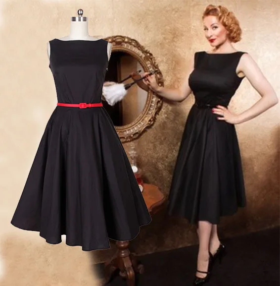 Elegant Audrey Hepburn Dress Lbd 60s 50s Vintage Rockabilly Dress Sexy