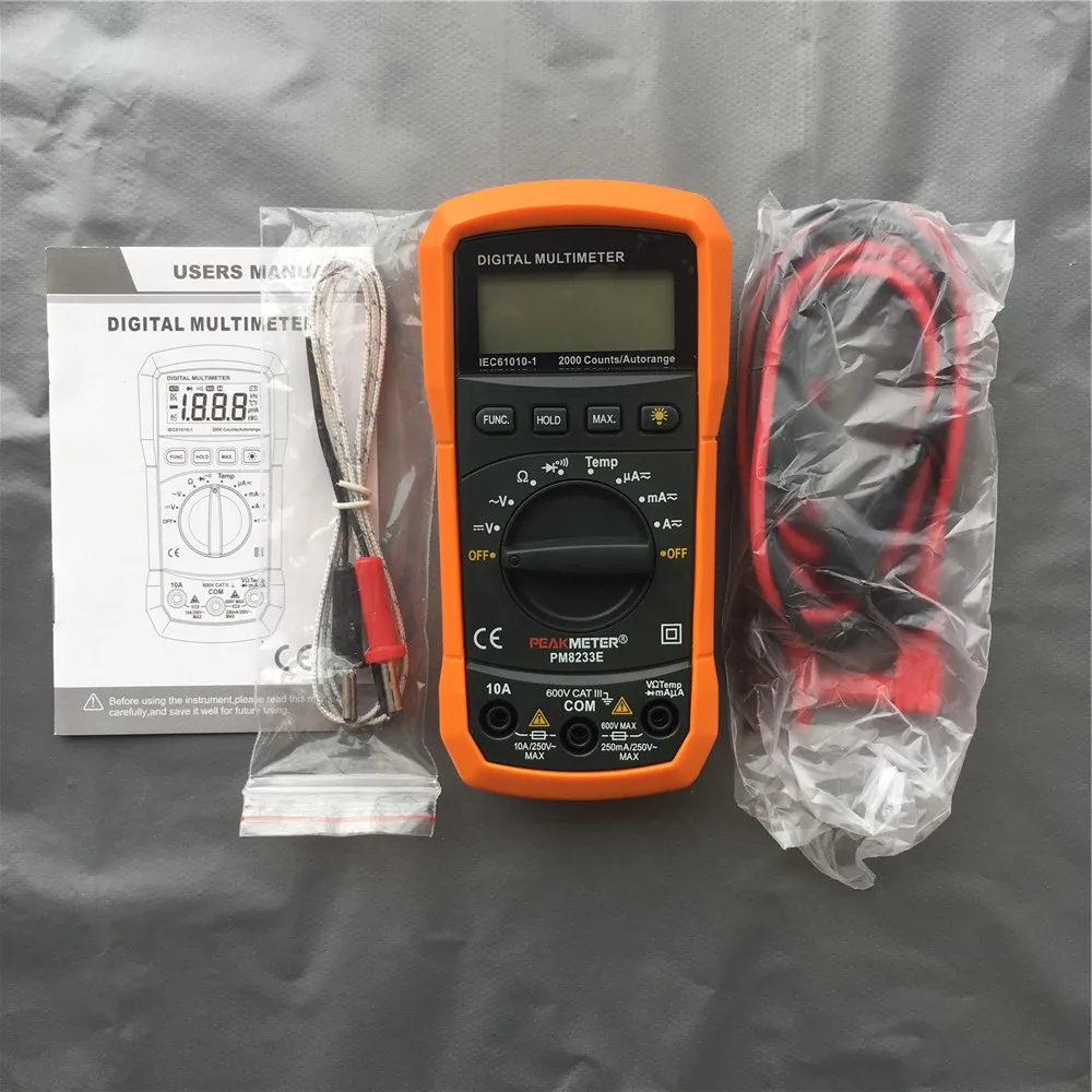 MS8233E LCD Digital Meter Multimeter AC DC Ammeter Voltage Multitester ...