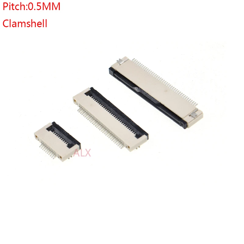 10pcs Ffc Fpc Cable Connector Socket Pitch 0.5mm High 2mm Clamshell Bottom Contact Type Sockets ...