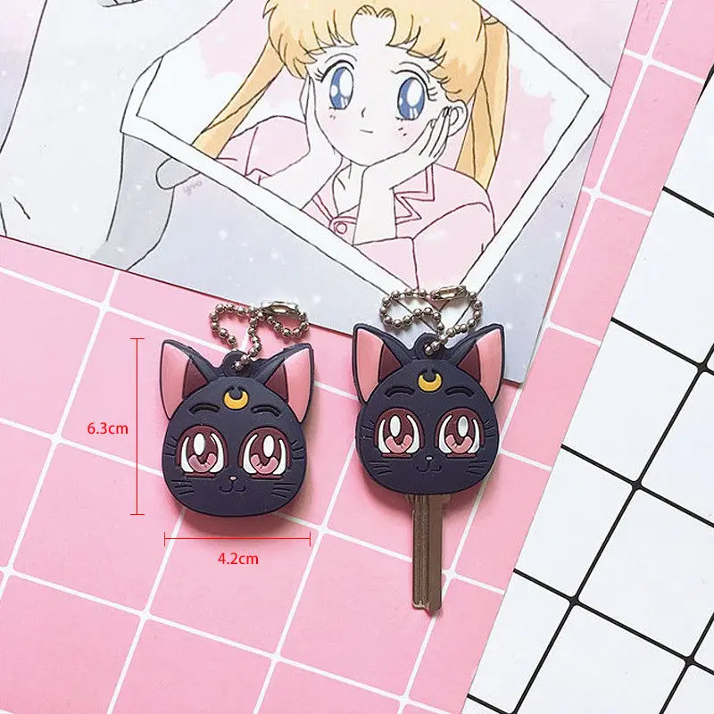 Anime Sailor Moon Luna Purple Cat Keychain Cosplay Cute Pendant Keyring ...