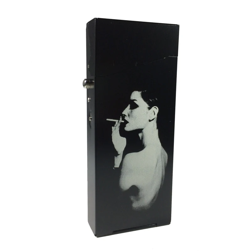 Female Smoking Lonely Girl 100mm Slim Cigarette Case Aluminium Alloy ...