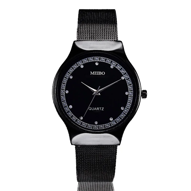 Luxury Brand Quartz Watch Stainless Steel Mesh Strap Ultra Thin Clock ...