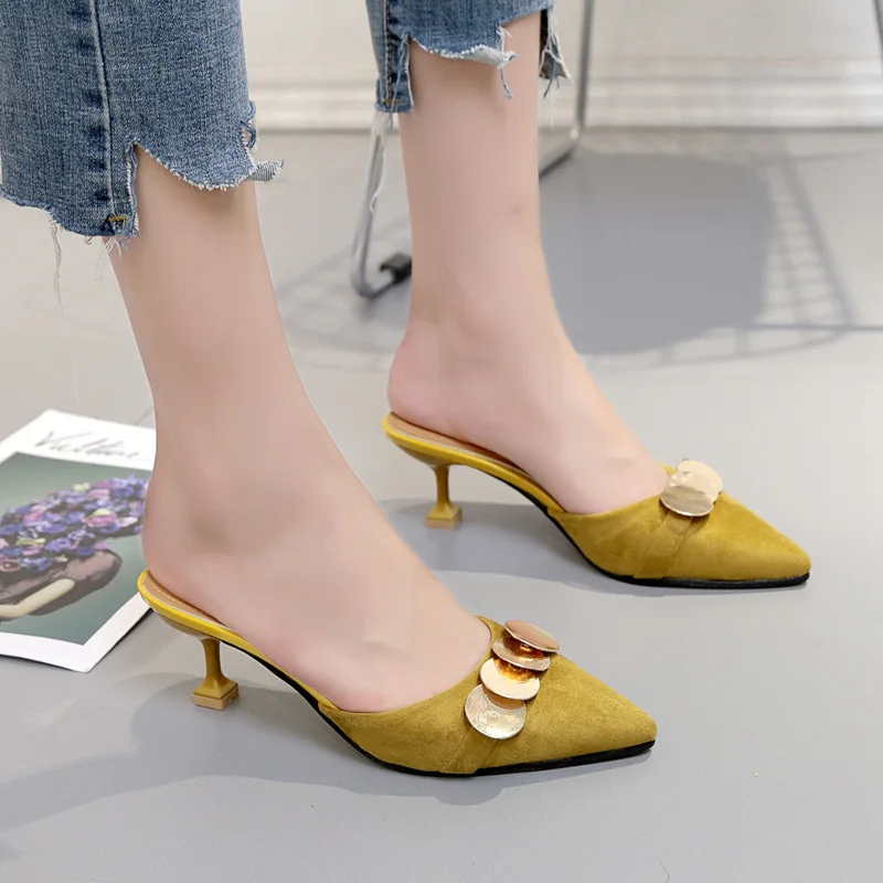 Luxury Brand Women Shoes Ladies Mules Sexy High Heels Women Slippers