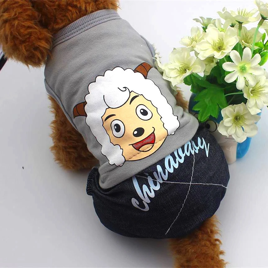 Cartoon Animal Pet Dogs Clothes Dog Sheep Cotton Shirt For Pet Cat ...