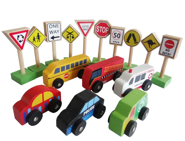 Wooden Children's Educational Toys Set Traffic Knowledge Games Traffic ...