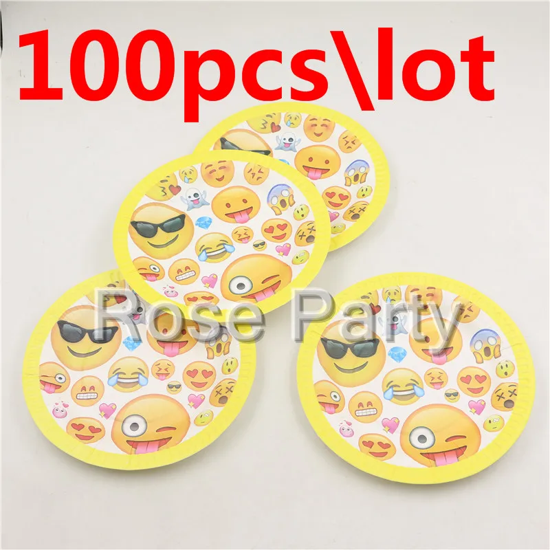 100pc/lot Baby Shower Emoji Paper Plate Party Dishes Birthday Theme ...