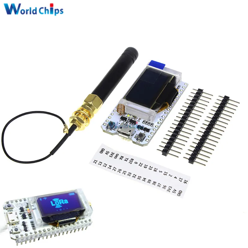 Sx1276 Esp32 Lora 096 Inch Blue Oled Display Bluetooth Wifi Lora Kit 32 Module Iot Development