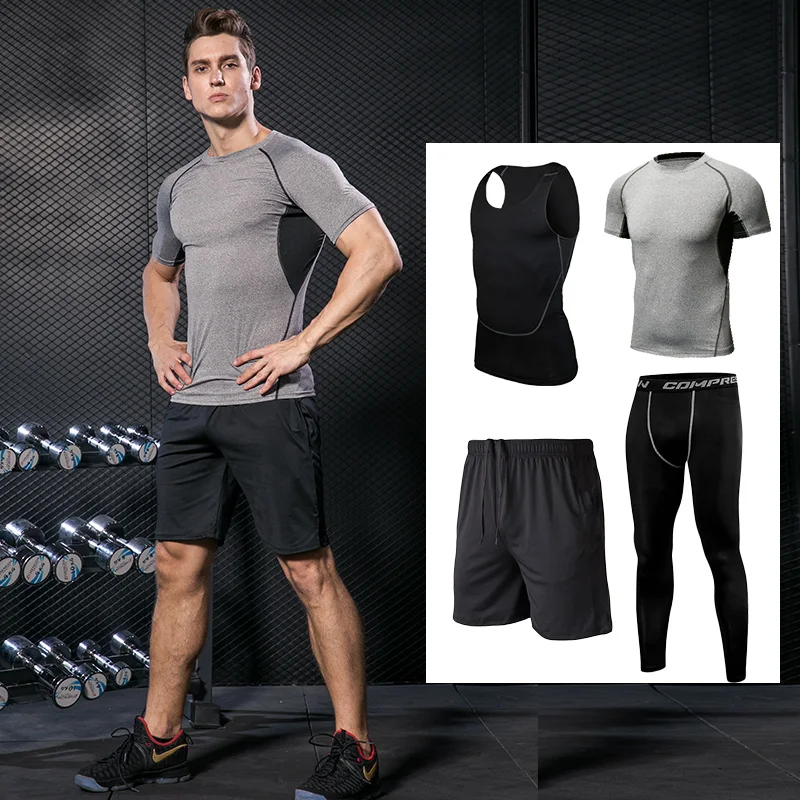 Hot Men's Running Sets 3/4/5/6pcs/sets Compression Sport Suits ...