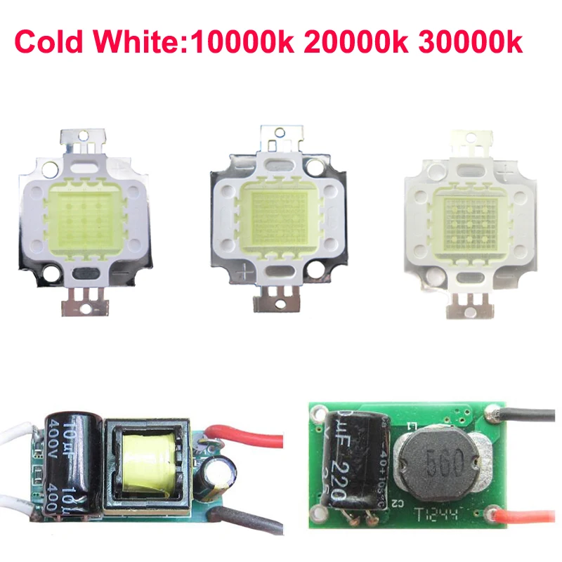 1pcs 10w Cold White 10000K 20000K 30000K LED Light Bulb Diode Lamp Chip ...