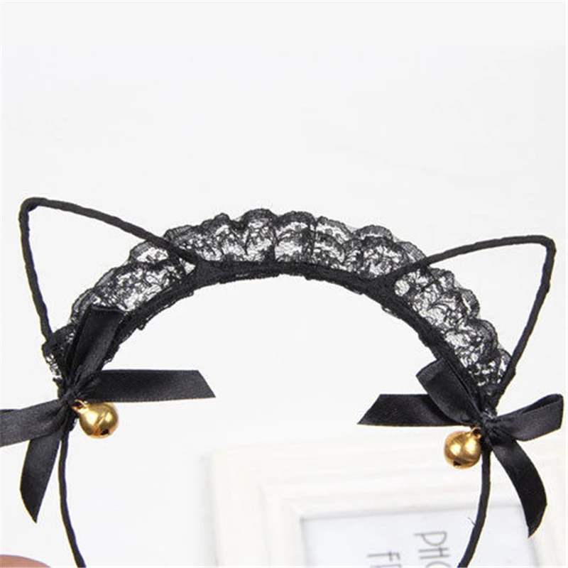 4 Styles Sexy Women Lace Cat Ears Headband Women Girls Cute Bells Party Costume Fancy