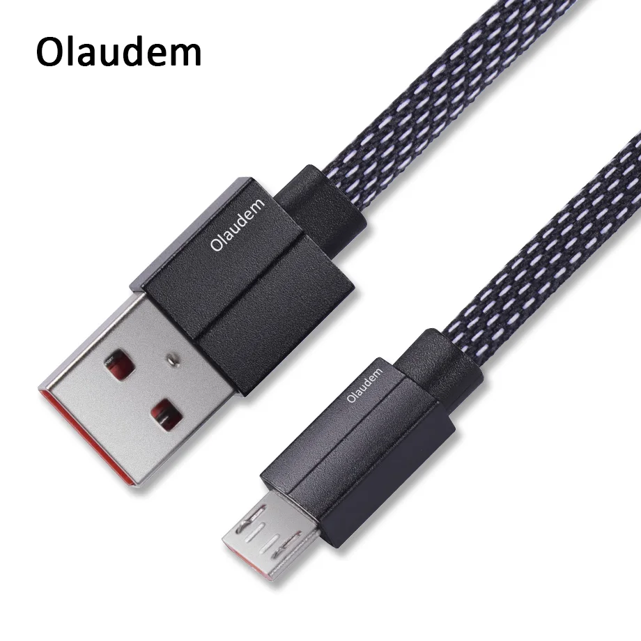 Olaudem 5V 2A Flat Cable USB Micro USB Nylon Braided Micro USB Cord ...
