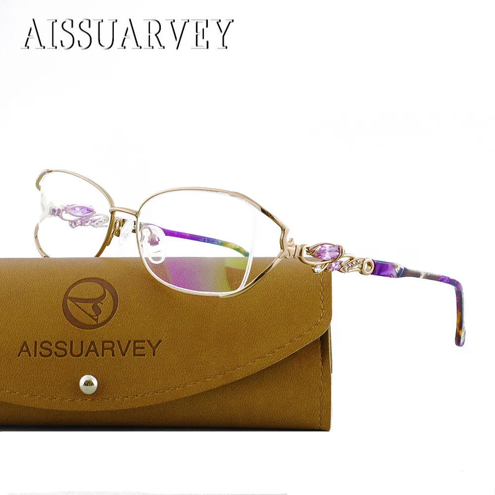Luxury Rhinestone Metal Eyeglasses Frame Women Vintage Crystal Optical ...