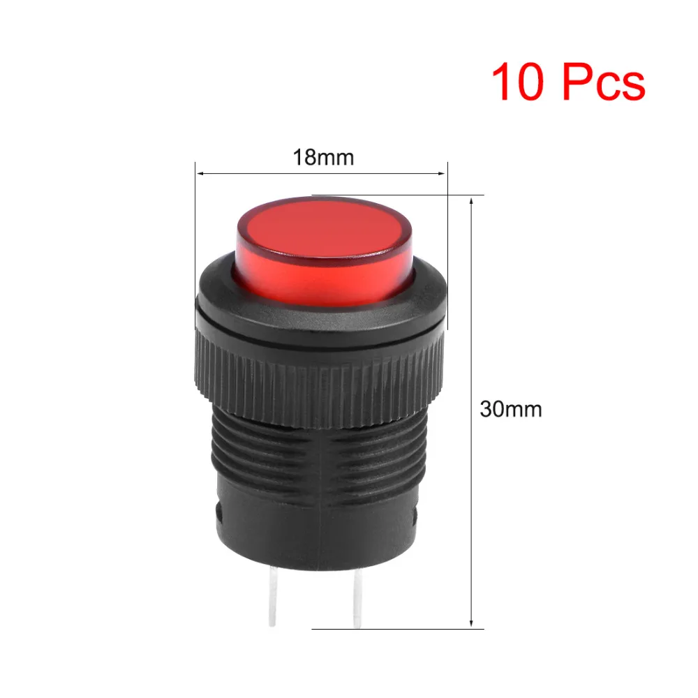 Uxcell 16mm 10Pcs Red Momentary Push Button Switches Round Raised ...