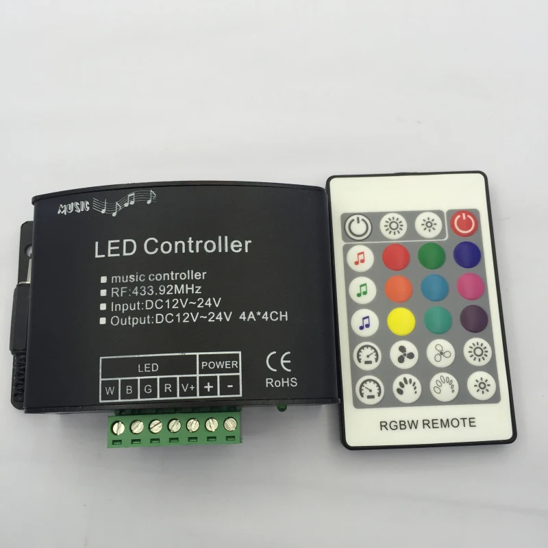 RGBW music controller with 24 key RF remote dream color led rgbw RF LED ...