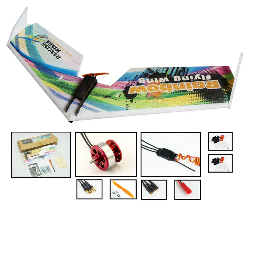 E0511 Rainbow Flying Wing V2 RC Airplane Dron 800mm Wingspan Delta Wing ...