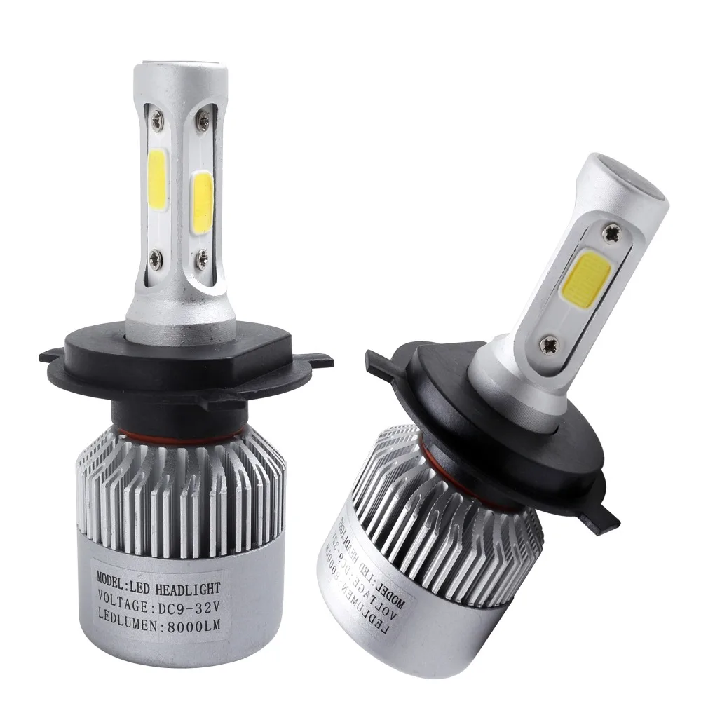 Free shipping 2 pcs S2 H4 Hi/low 72W 8000LM COB car LED Headlight H4 ...