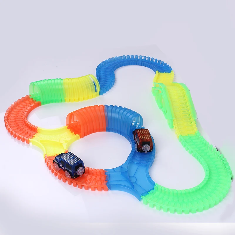 Glow Racing Track Car Toy For Boy Kids LED Light Track Car Flexible ...