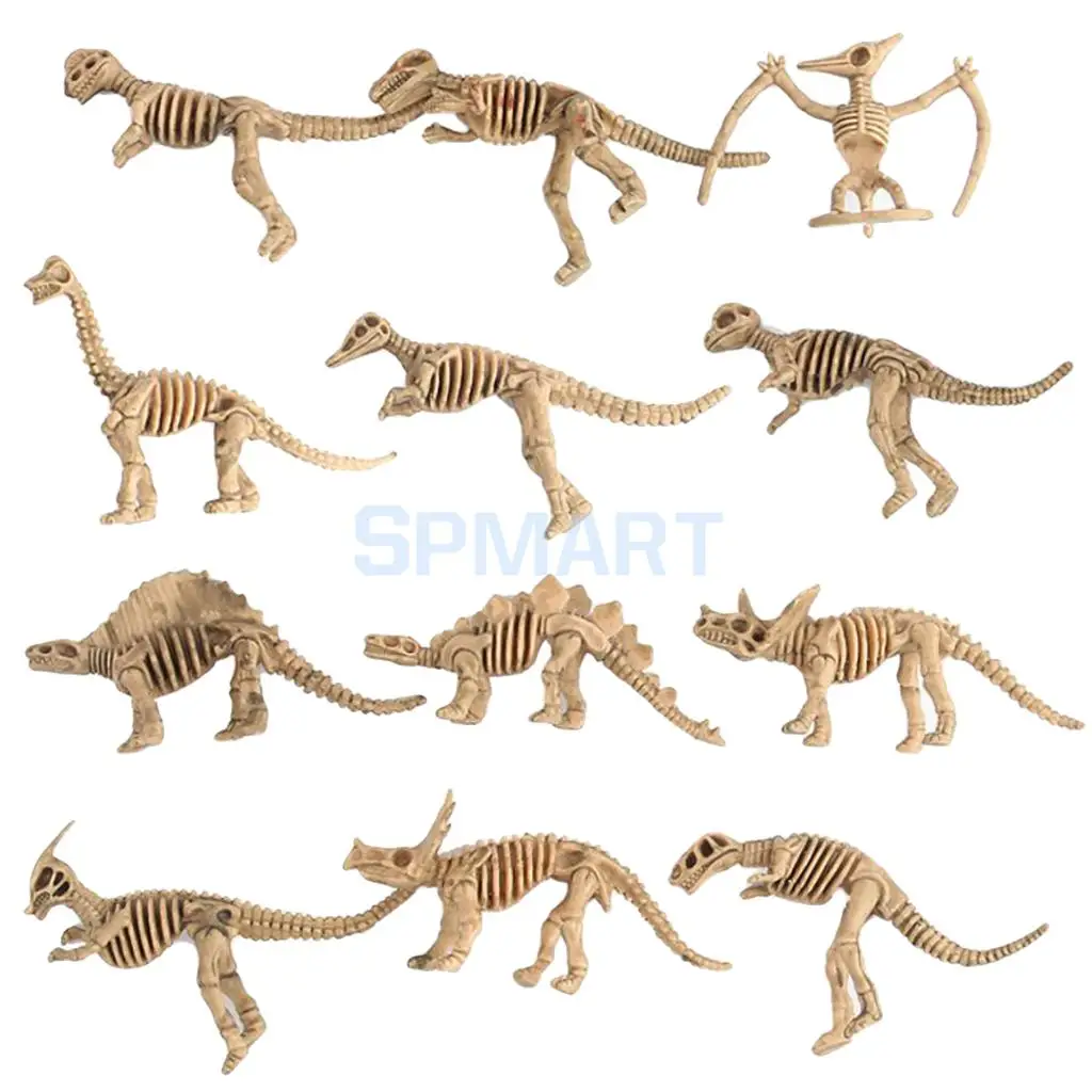 12Pcs Plastic Simulation Dinosaurs Skeleton Model Set Mini Dinosaur ...